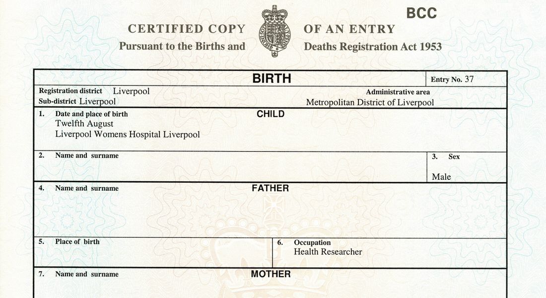 Uk Birth Certificate Sample