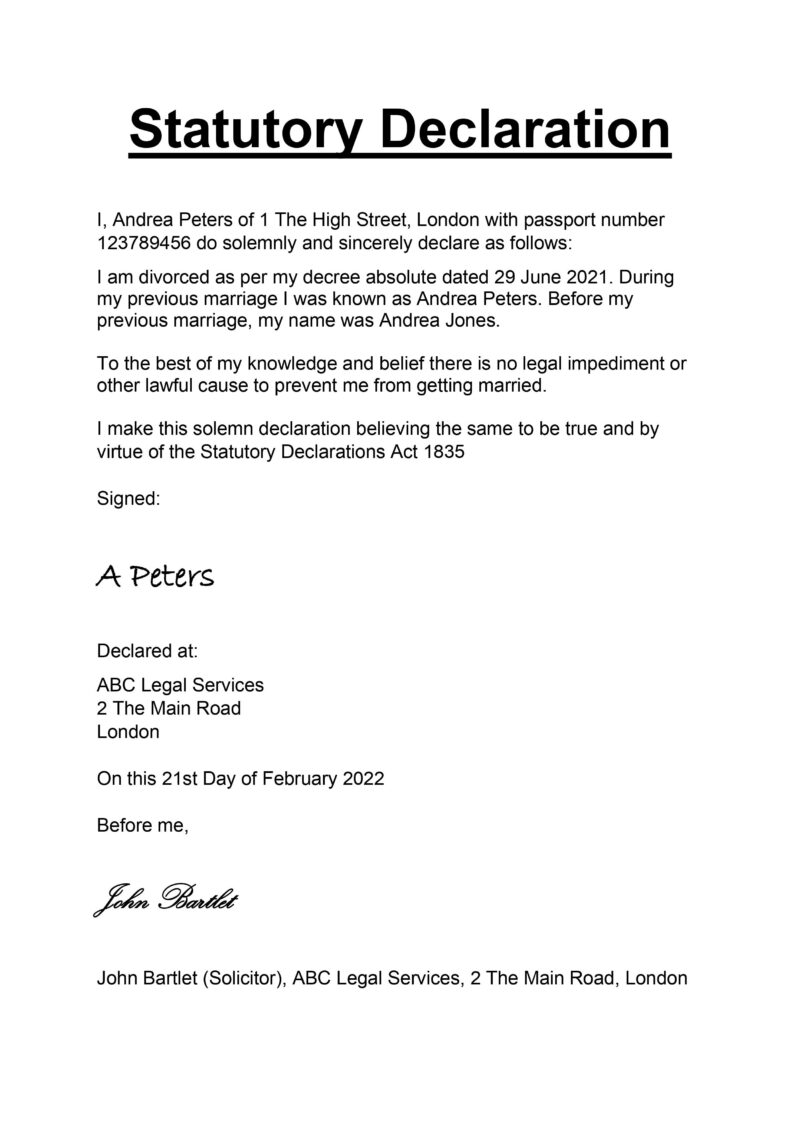 Statutory Declaration - Apostille Service