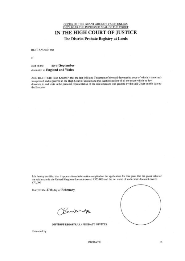 ApostilleGrant of Probate - Legalising UK probates and wills ...