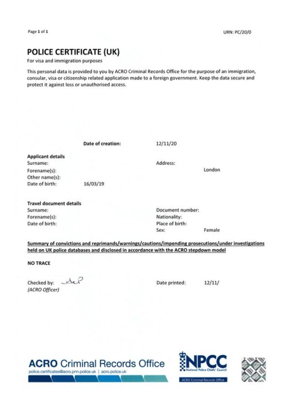 Apostille Criminal Record Checks - ACRO, NPCC and DBS - Apostille Service