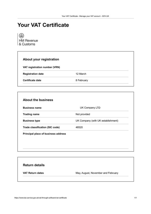 VAT Certificate - Apostille Service