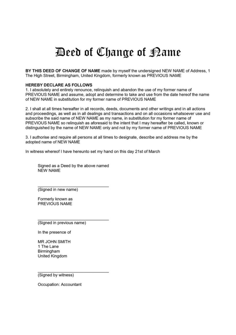 Name Change Deed Poll - Apostille Service